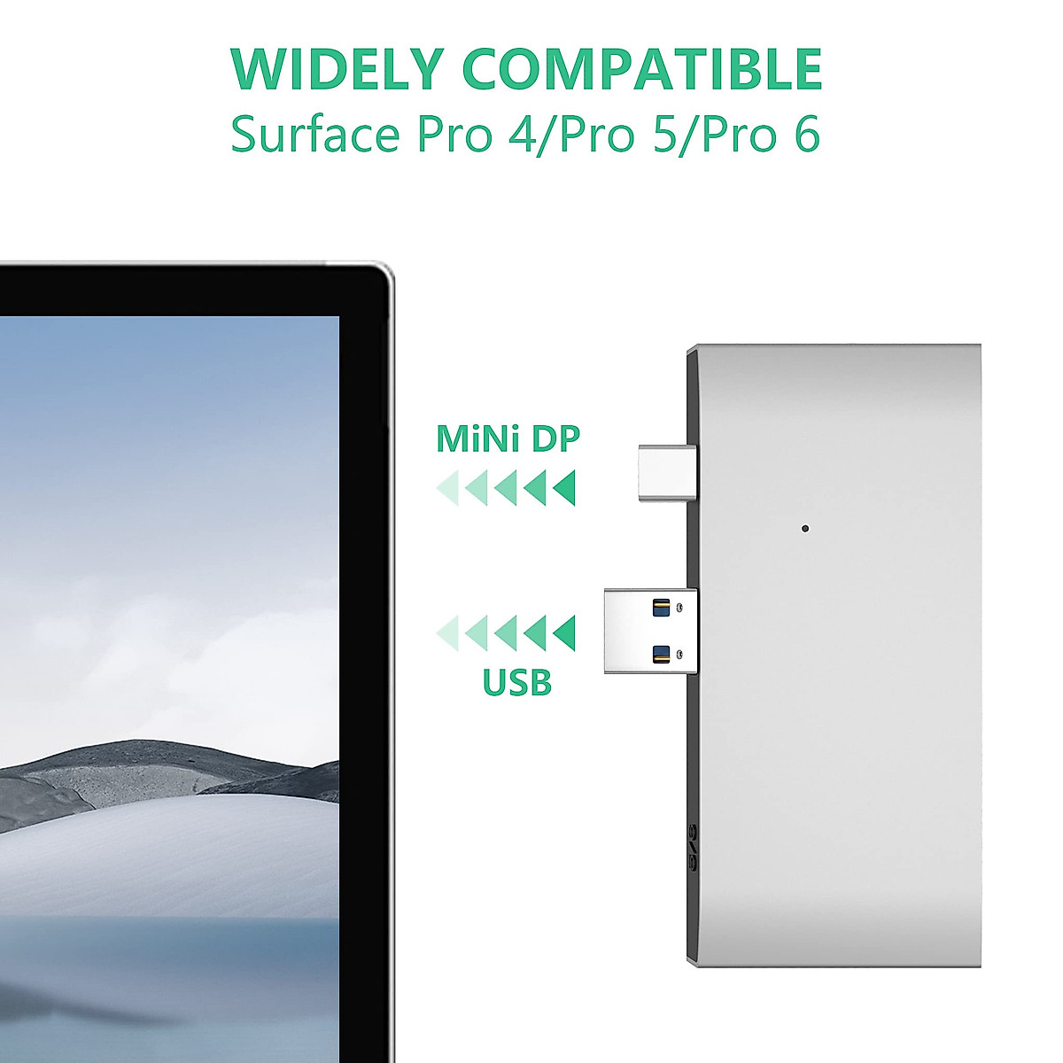 Surface Pro 4/5/6 USB Hub Docking Station, Surface Pro Hub Adapter with 1xUSB3.0 + 2X USB2.0 Ports, SD + TF Card Slot, 4K@30Hz HDMI Port Converter Accessories for Microsoft Surface Pro 6/5/4