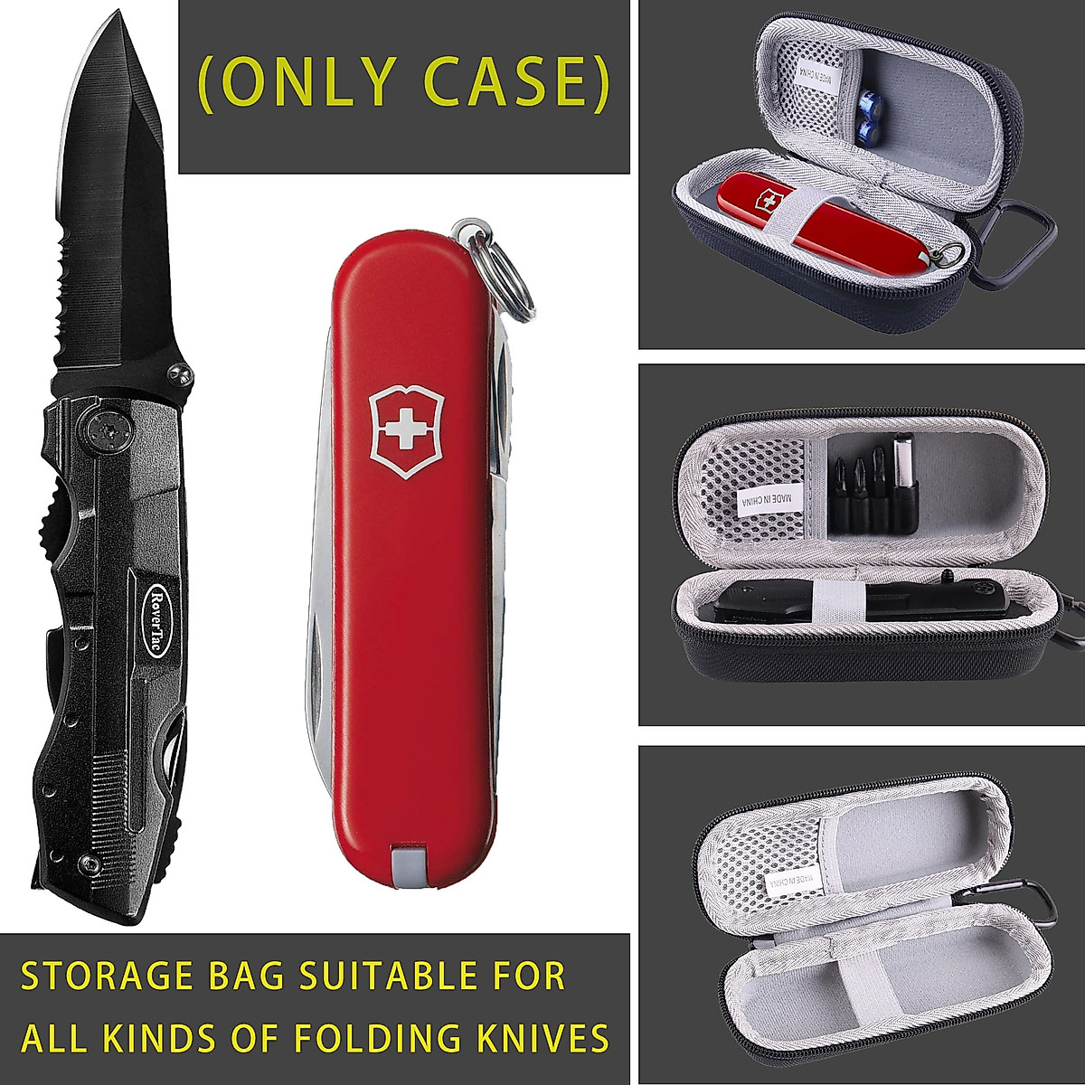 JINMEI Hard EVA Carrying Case Compatible with RoverTac Pocket Knife/Titorld Pocket Knife Multitool/ZAVIT/RoverTac Folding Knife, Victorinox Swiss Army SD Pocket Knife case(Only Case).