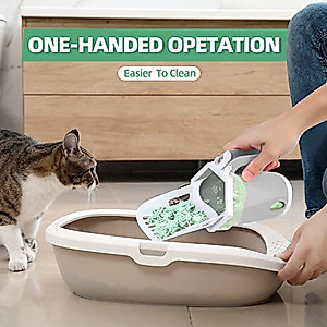 Ksqen Cat Litter Scoop, Portable Kitty Litter Scoop, Removable Litter Scooper with Holder, Cat Litter Sifter Pooper Scooper System with Bags (Grey)