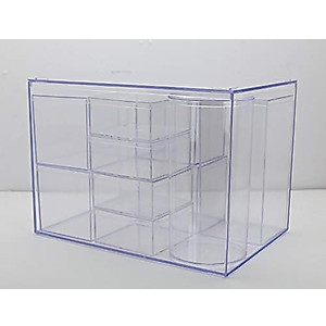 Clear Large Rigid Plastic Box 12 1/2" x 8 1/2" x 8 1/2" with Variety Boxes Inside (Round 4 1/4" Dia, 8" X 4" Rectangle, and 4" x 4" Square and Others)