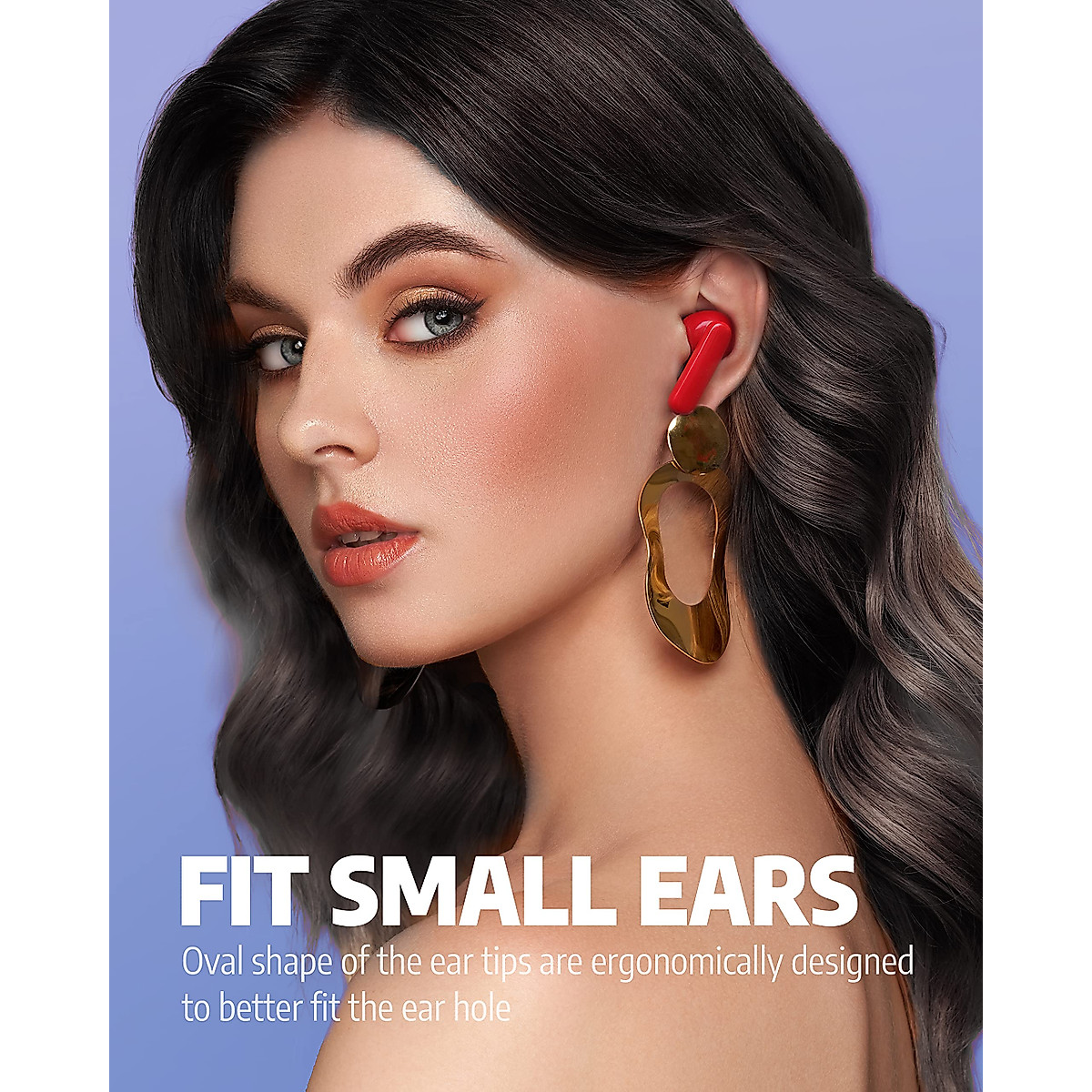 AIHOOR Wireless Earbuds for Music and Sports, Bluetooth 5.3 in-Ear Headphones with Extra Bass Built-in Mic Touch Control 30hr Battery Earphones, Waterproof (Red)