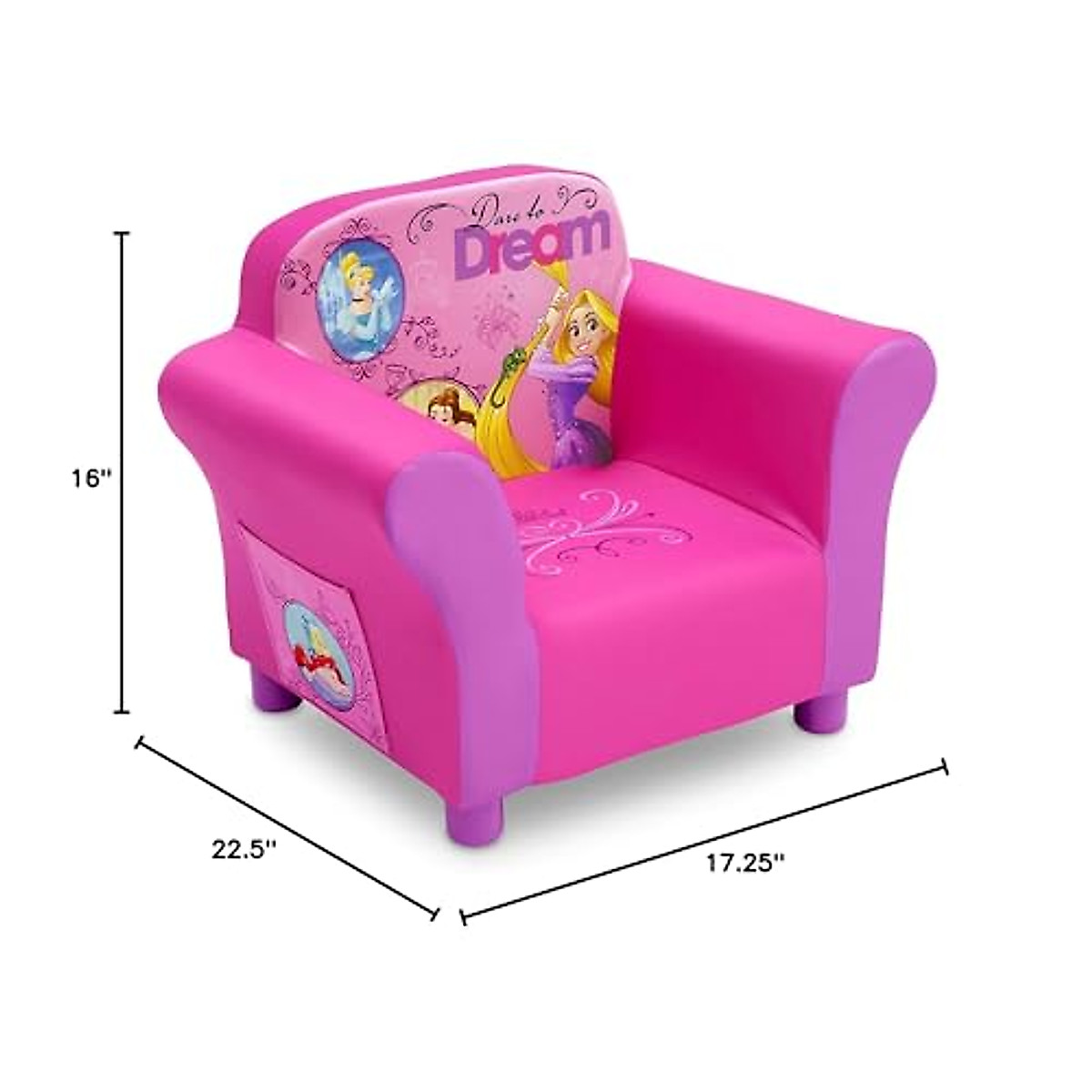 Delta Children Upholstered Chair, Disney Princess , 22.5x17.25x16 Inch (Pack of 1)