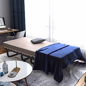 KOMFOTT Folding Bed with 4” Mattress, Foldable Rollaway Bed with Memory Foam Mattress for Adults, Portable Fold Up Guest Bed with Sturdy Steel Frame on Wheels, Made in Italy