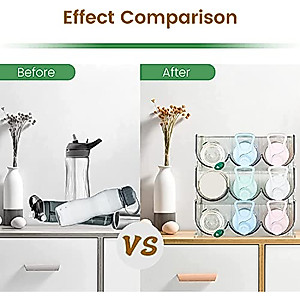 2 Pcs Plastic Stackable Water Bottle Holders -Water Bottle Organizer Kitchen Pantry Refrigerator Storage Bins - Wine and Water Bottle Organizer Stand Countertop Cabinet Organization Rack