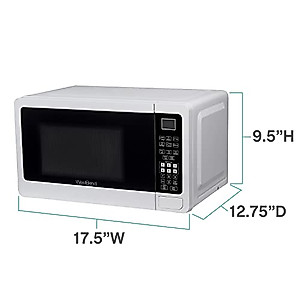 West Bend WBMW71W Microwave Oven 700-Watts Compact with 6 Pre Cooking Settings, Speed Defrost, Electronic Control Panel and Glass Turntable, White