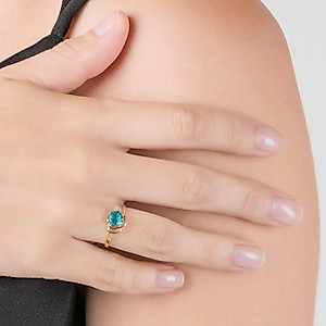 Galaxy Gold GG 14k Solid Gold Ring with Natural Diamonds and Blue Topaz - Size 7