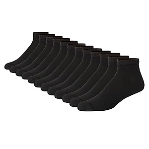 Hanes mens Double Tough Ankle Socks, 12-pair Pack Casual Sock, Black, 12 14 US