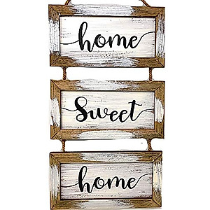 Home Sign For Wall Front Door Indoor Outdoor Country Rustic Primitive Decor Art 20" x 9" (Home Sweet Home)