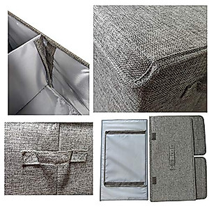 BH4EVER Large Storage Cubes [2-Pack] Foldable Linen Storage Bins Organizer With Lid，Handles，Removable Divider For Home Nursery，Closet（19.6"x 11.8" x 9.8‘’,Grey)