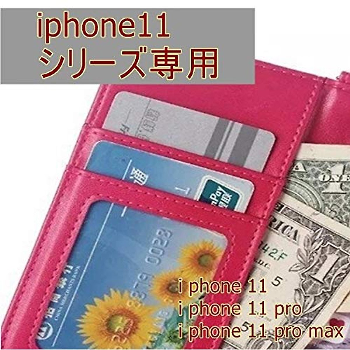 Glow Co., Ltd. 404-1-02 iPhone 11 with Strap, Multi-Functional Storage, Notebook Type Case, Magenta, Tempered Glass & Stylus Pen Included