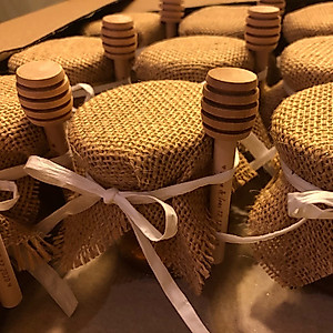 Personalized Mini Honey Dipper Stick Custom Honey Spoon Combs for Wedding Party Gifts Baby Bath and Baptism Dessert Utensils Wooden Spoons Logo (50p,10cm/3.9in)