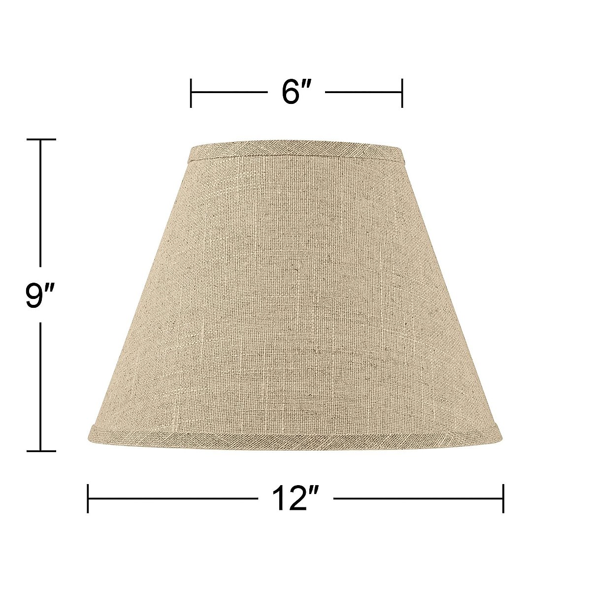 Fine Burlap Small Empire Shape 6" Top x 12" Bottom x 9" Slant (Spider) Replacement with Harp and Finial - Springcrest