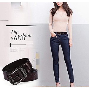 Worry-Free Shopping Women's Cowhide Leather Waist Belt Pin Buckle Butterfly Pattern for Jeans (Dark Coffee)