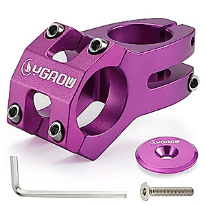 YGROW 31.8 Stem 45mm Bike Stems Mountain Bike Stem MTB Stem 31.8 for Most Bicycle, Road Bike, BMX, Fixie Gear, Cycling(Aluminum Alloy, Purple)