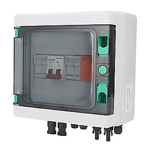 PV Combiner Box, DC500V 2 String Solar PV Combiner Box Waterproof Overload Protection with 15A Fuse for RV