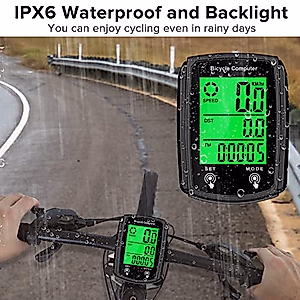 Hilceriy Bike Computer and Bicycle Odometer Wired KM/H Bike Speedometer with Automatic Wake-Up Cycling Speed Tracker LCD Display & Single Mileage & Multi-Functions & Calories Statistics