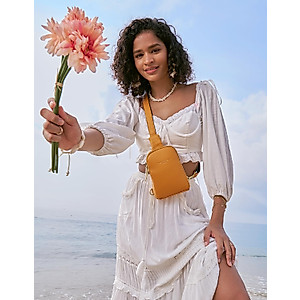 INICAT Small Crossbody Sling Bags for Women Vegan Leather Cell Phone Purse Fanny Packs for Women Men(Dark Brown)