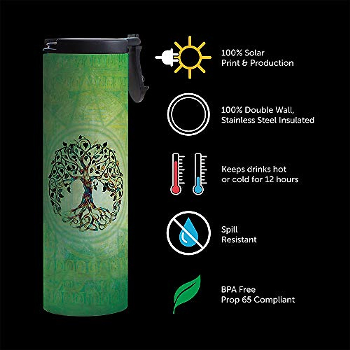 Tree-Free Greetings Vacuum Insulated Travel Coffee Tumbler, 1 Count (Pack of 1), Tree of Life