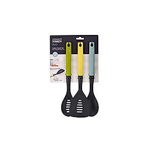Joseph Joseph Duo 3-Piece Utensil Set with Integrated Tool Rests: Scratch-Free Use on Non-Stick Cookware, Includes Solid & Slotted Spoons and Turner, Heat-Resistant