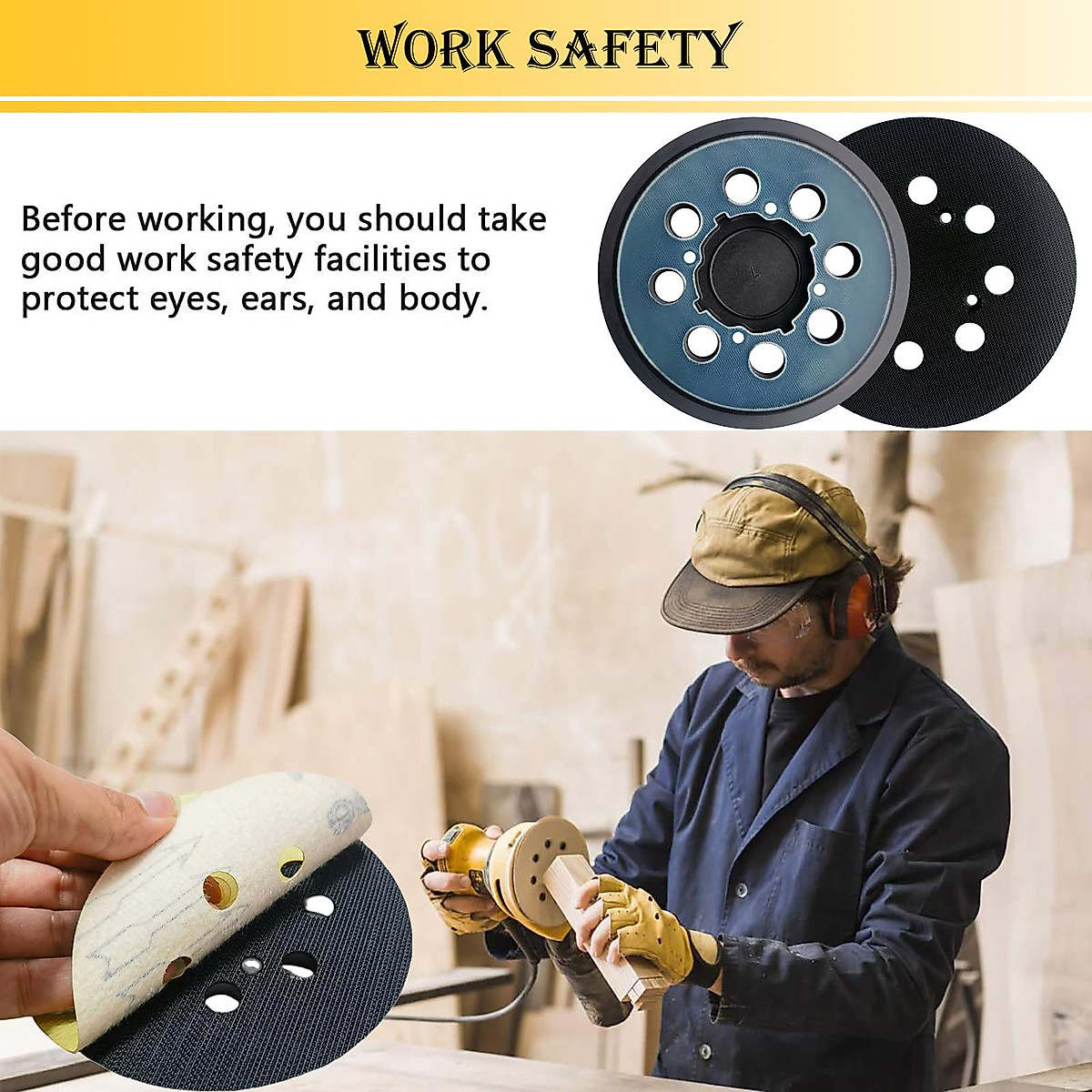 5" Hook and Loop Replacement Sander Pad for DeWalt DWE6421/6421K, DWE6423/6423K, DCW210B Random Orbit Sander - 5 Inch 8 Hole Replacement Sanding Pad for Part Number DWE64233, N329079, RSP54-1 Pack