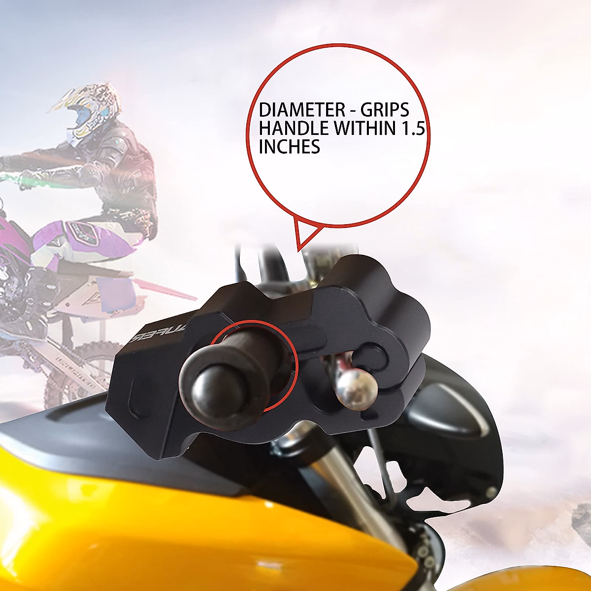 AUFER Universal Heavy Duty Motorcycle Grip Lock Handlebar Lock Throttle Lock Anti Theft Brake Lever Locking Compatible with for Motorbike Sports Bikes Scooter Mopeds ATVs (Black)