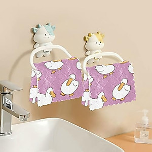 FRODOTGV Hand Drawn Cartoon Duck Car Cleaning Cloth Door Tea Towels Kitchen Printed Terry Dish Cloths for Kitchen Kitchen Hand Towels Coffee