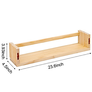 Fixwal Nursery Book Shelves, 23.6 Inch Floating Bookshelves for Wall Set of 3, Baby Nursery Decor, Solid Wood Wall Mounted Shelves for Books, Toys and Decor Storage (Natural Wood)