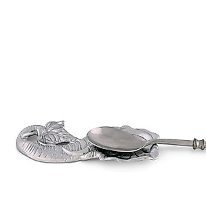 Arthur Court Elephant Spoon Rest Aluminum Metal Decorative Holder for Kitchen, Spatula Ladle, Brush and Other Cooking Utensils 8 inch x 3.5 inch