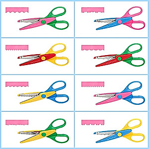 ANNOVA 8 PCS DIY Art & Craft Scissors with a Carrying Bag/Pocket Decorative Edge for Kids Fun Scrapbooking Pattern Scissors