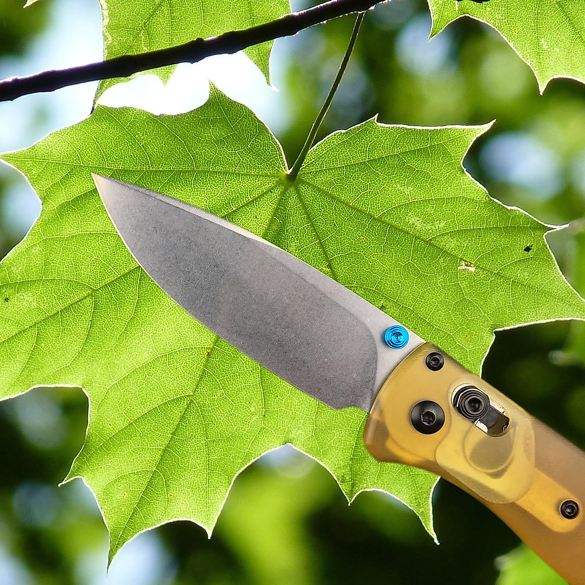 HUAAO EDC Bugout Knife, Axis Lock Knife with 2.9 Inch 440C Steel Blade Ultem Handle, Camping Folding Pocket Knife with Thumb Stud Pocketclip