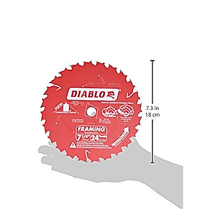 Diablo D0724A 7-1/4in 24T ATB Framing Saw Blade 5/8in & Diamond Knockout Arbor