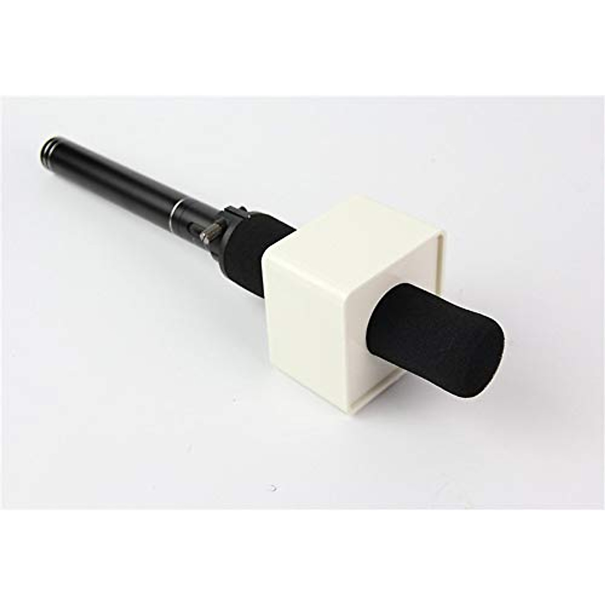 ABS Portable Square Cube Shaped Interview Mic Microphone Logo Flag Station Logo Superior Live Microphone DIY (White)
