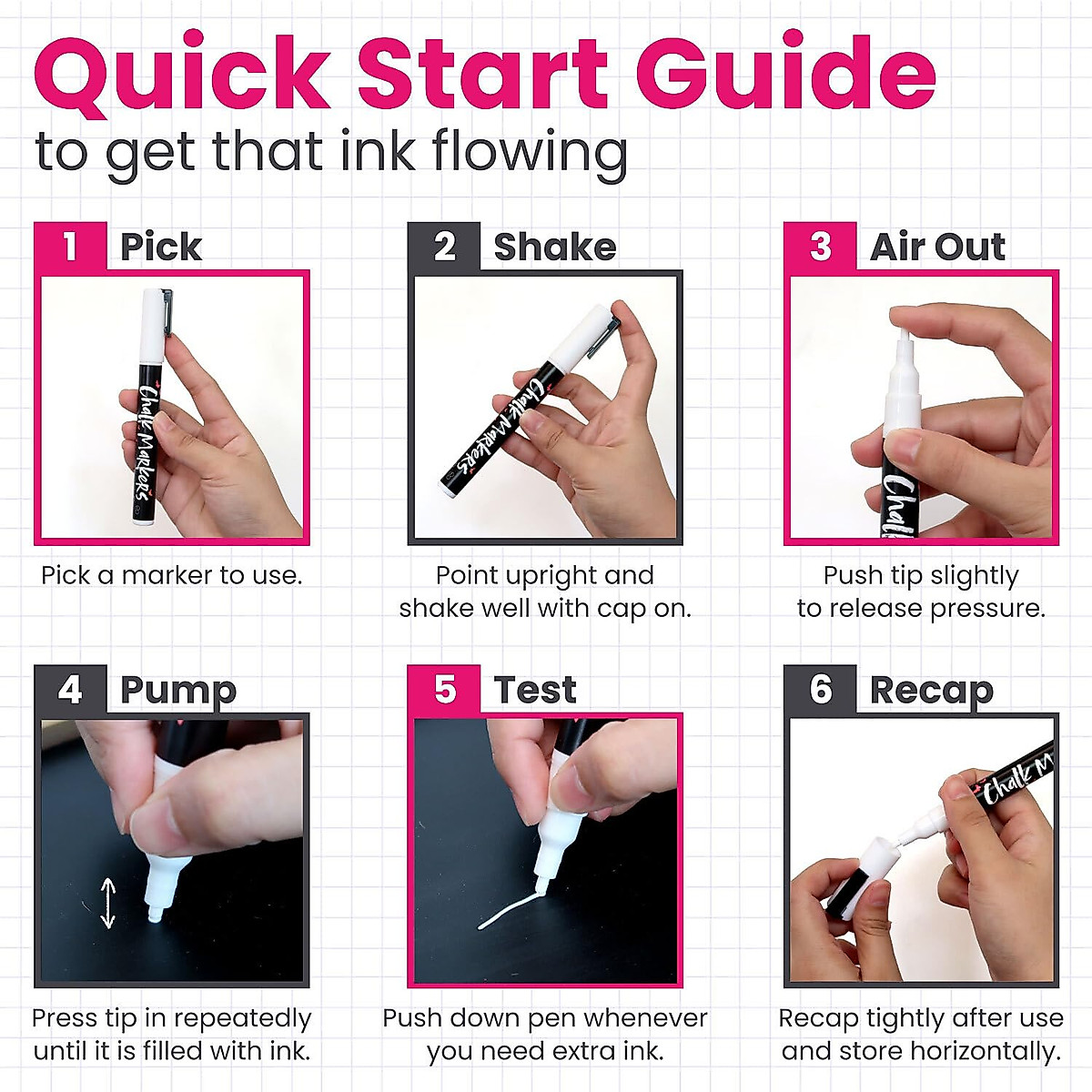 Chalkola 5 White Chalk Markers for Chalkboard Signs, Blackboard, Car Window, Bistro, Glass | 5 Variety Pack - Thin, Fine Tip, Bold & Jumbo Size Erasable Liquid Chalk Pens (1mm, 3mm, 6mm, 10mm, 15mm)