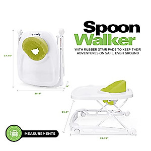 Joovy Spoon Baby Walker & Activity Center Featuring Three Adjustable Heights, Tough Luggage Grade Seat Material, and 30 lb Weight Capacity - JPMA Safety Certified (Greenie)