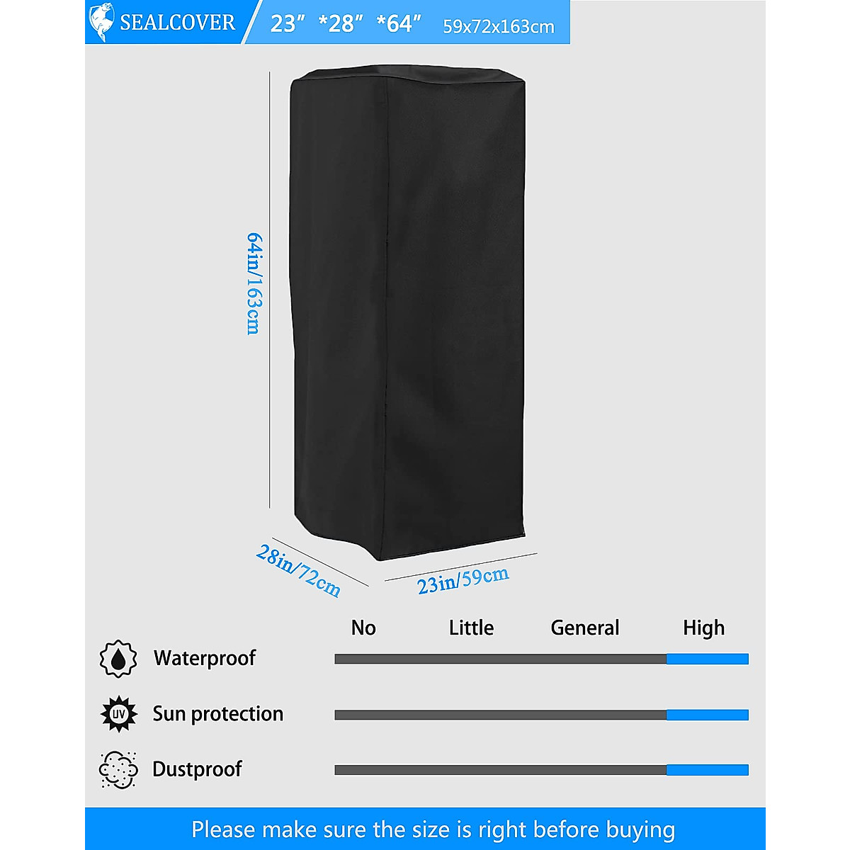 Sealcover 2 Pack Bun Pan Rack Cover, 23x28x64in Black, 210D Light Duty Waterproof and Dustproof Bread Rack Cover, Bakery Single Rack Cover.