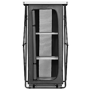 Giantex Folding Camping Storage Cabinet with 3 Shelves and Carry Bag, Portable Outdoor Camping Organizer Kitchen Table, Quick Set-up for BBQ Camping Picnic Backyard, Compact Pop-Up Cupboard, 47''H