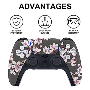 Cherry Blossom 3pcs Whole Body Decal Cover Sticker for PS5 Digital Edition for PS5 Console and Controller