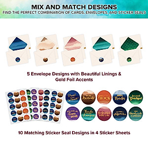 Decorably 50 Pack Gold Foiled Employee Appreciation Cards with Envelopes & Stickers, 10 Designs Blank Inside Employee Thank You Cards, 6x4 Staff Appreciation Cards for Coworkers You Are Awesome Cards