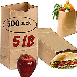 brown kraft paper bags 5 lb 500 brown paper lunch bags 5 Pound brown paper sacks lunch sandwich brown paper bags Lunch Bags, Party Bags Pack of 500 brown lunch bags bulk (brown)