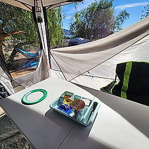 Happy Starla - Right-Hand Heavy Weight Extra Deep Tray 5-Compartment Cafeteria,Fast Food,Home,Events,Dinner Food Plate, 9.5" x 14" Made in USA (Mint)