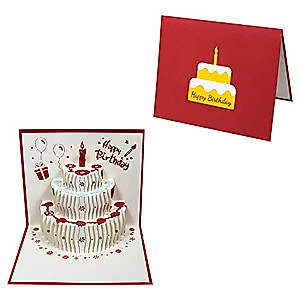 Magic Ants Pop Up Happy Birthday Card,3D Birthday Popup Cards,Birthday Cake Funny Postcards Pop Up Greeting Cards,Pop Up Birthday Cards for Women Men (Fruit Birthday Cake - Red)