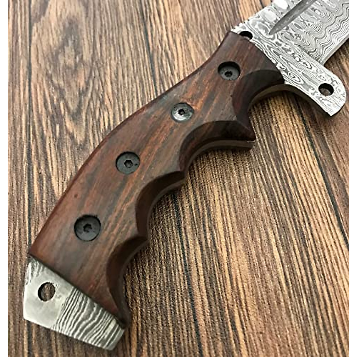TR-1168 Custom Handmade Damascus Steel 10 Inches Tracker Knife - Perfect Grip walnut wood Handle (TR-987) (TR-2195)