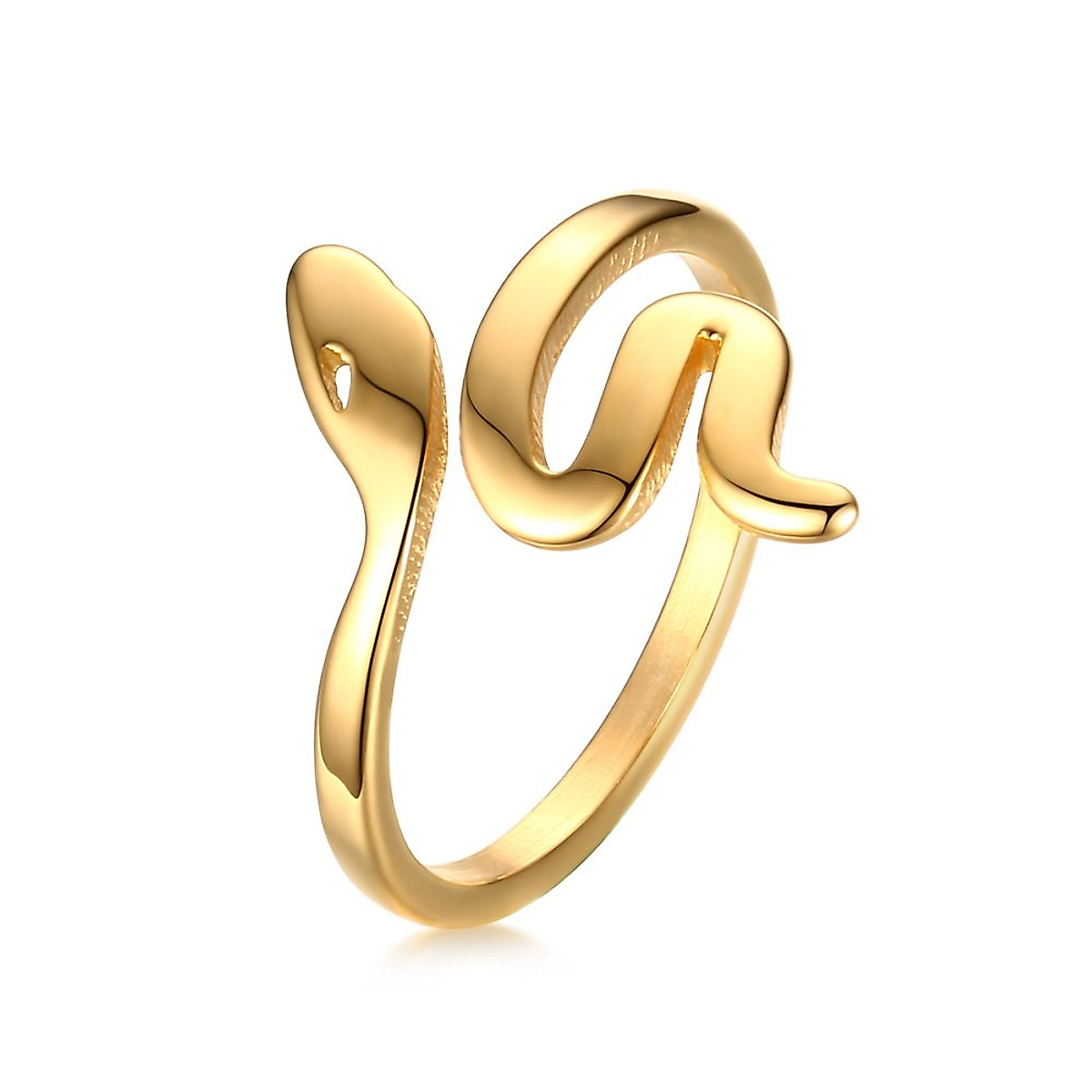 Ximi Jewelry Stainless Steel Fashion Snake Rings for Womens,Gold Plated,Size6-8 (8)