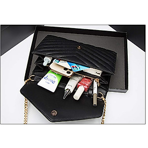 YXBQueen Black Quilted Purse Shoulder Bag Vegan Leather Handbags Clutch Purses for Women (Black)