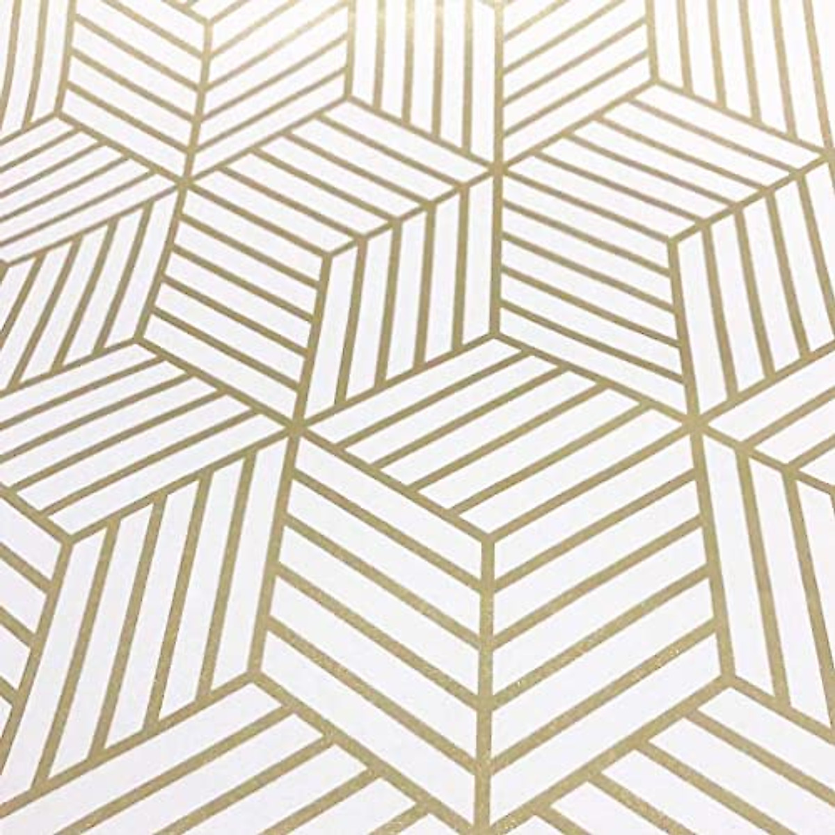 Gold and Beige Geometry Stripped Hexagon Adhesive Decorative Contact Paper Removable Shelf Drawer Liner Sticker Vinyl Film Wall Arts and Crafts Decor 17.7 inch by 9.8 Feet(Gold)