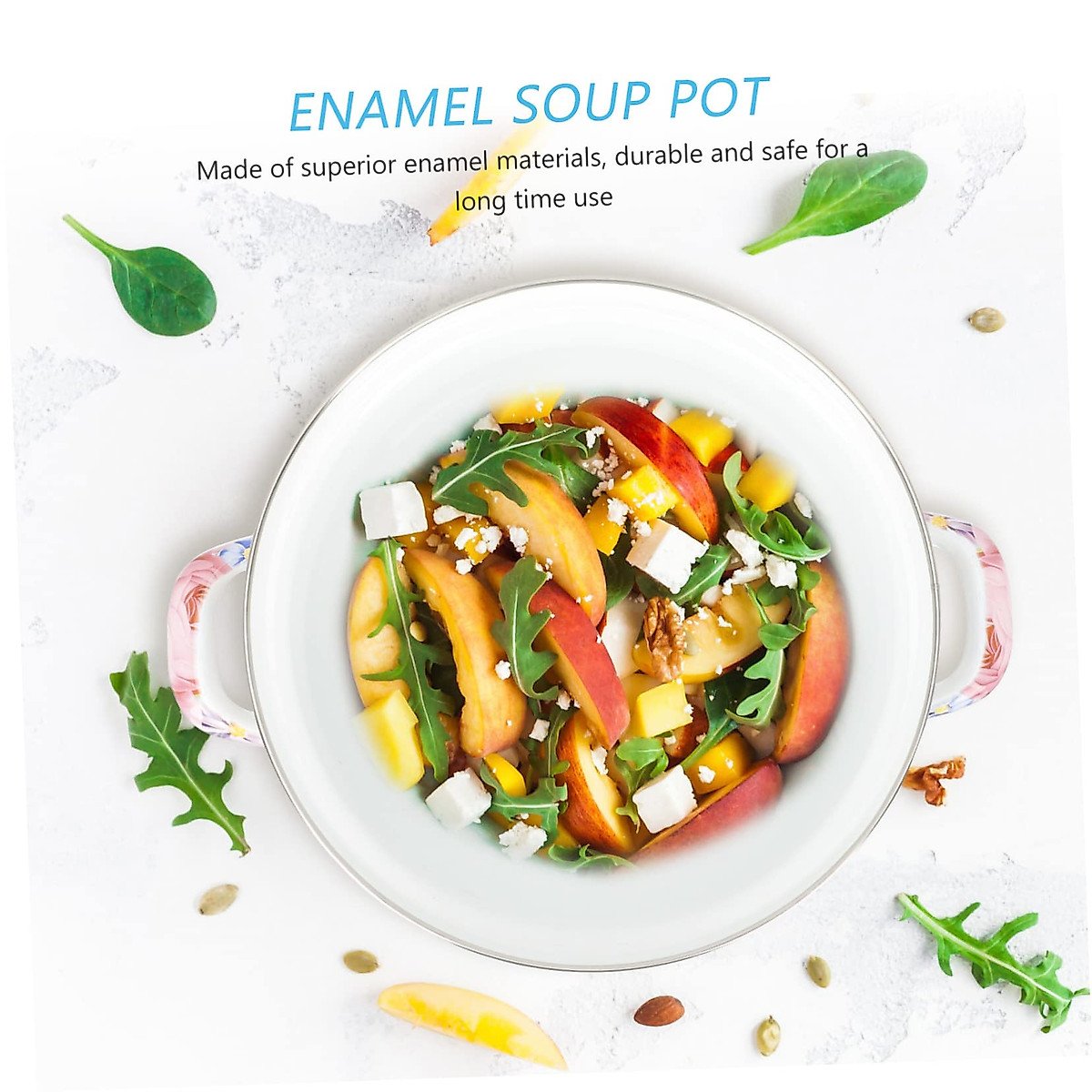 SHOWERORO Enamel Soup Pot Pasta Stock Pot Containers with Lids Drawstring Lunch Bag Enamel Stockpot for Kitchen Tinned Spaghetti Household Soup Pot Cooking Utensil Pp Pottery Pot Non Stick