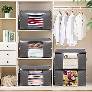 Clothes Storage Bags,Thickened Three-Layer Fabric Foldable Clothes Organizer Storage,Reinforced Handle,Sturdy Zipper,for Quilts,Blankets,Bedroom Storage,Under Bed Storage (Black, medium-3 packs)
