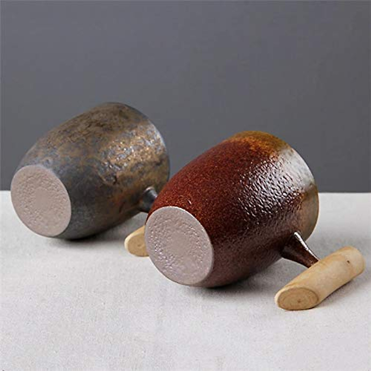 Japanese-style Vintage Ceramic Coffee Mug Tumbler Rust Glaze Tea Milk Beer Mug with Wood Handle Water Cup Home Office Drinkware (Style-4 B)