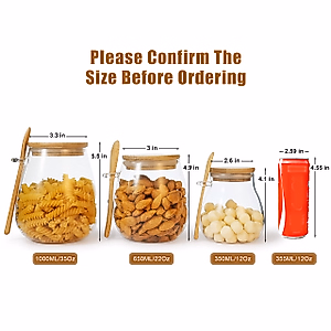 Mymanjerfu Glass Jar with Lid and Spoon, 12 oz 2 Pack - Glass Pantry Storage Containers, Condiment Jars with Lids and Spoons, Sugar Container, for Coffee, Tea, Salt, Nuts, Candy, Matcha