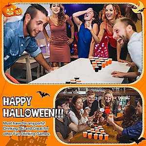 Lounsweer 500 Pcs 2 oz Halloween Cups Bulk Mini Plastic Shot Cups for Party Disposable Shot Glasses Bulk Party Favor Glasses for Wedding Thanksgiving Christmas Parties, Black and Orange